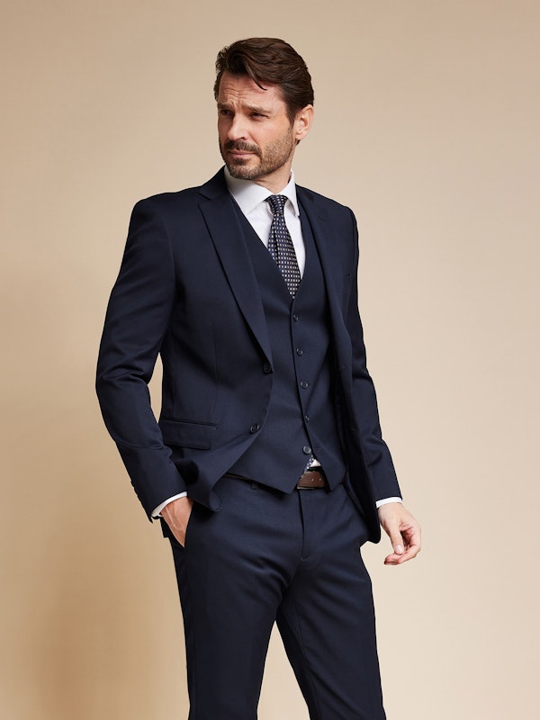 Blå - mørk Navy wool stretch dress, slim fit | | Dressmann