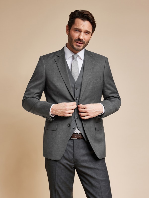 Grå wool stretch dress, slim fit | | Dressmann