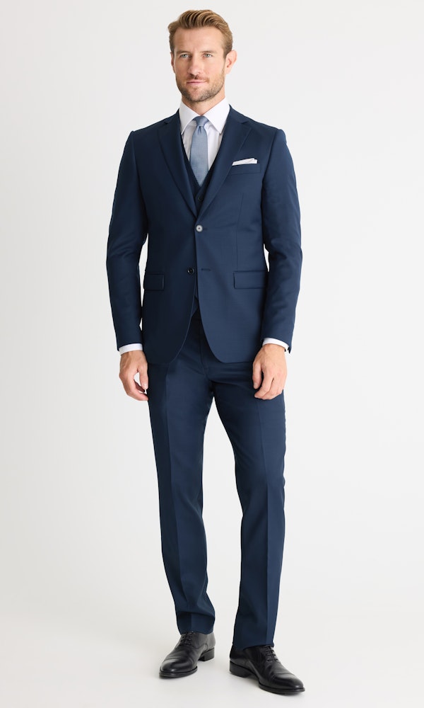 Blå wool stretch kostym, slim fit | Herr | Dressmann