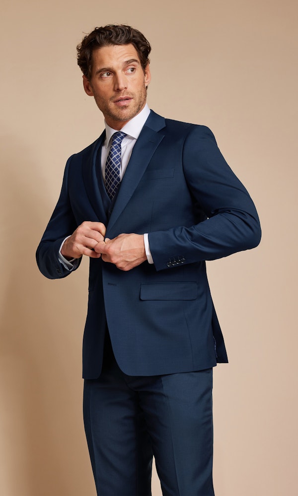 Sininen Wool Stretch -puku, regular fit | | Dressmann