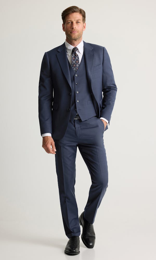 Blå - medium Blå wool stretch suit, slim fit | Dressmann