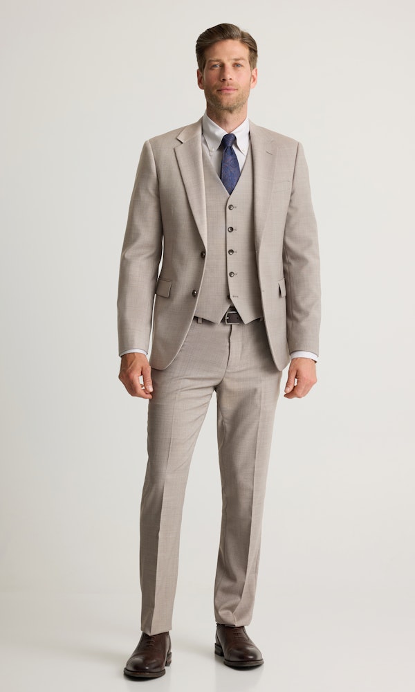 Beige wool stretch suit, slim fit | Men | Dressmann