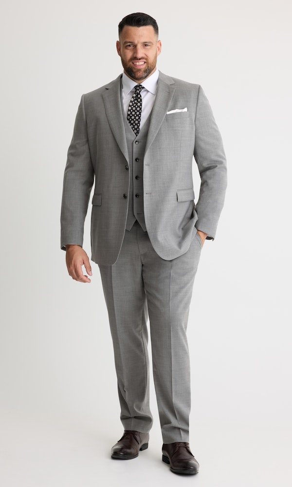 Grå wool stretch suit, regular fit | Herr | Dressmann